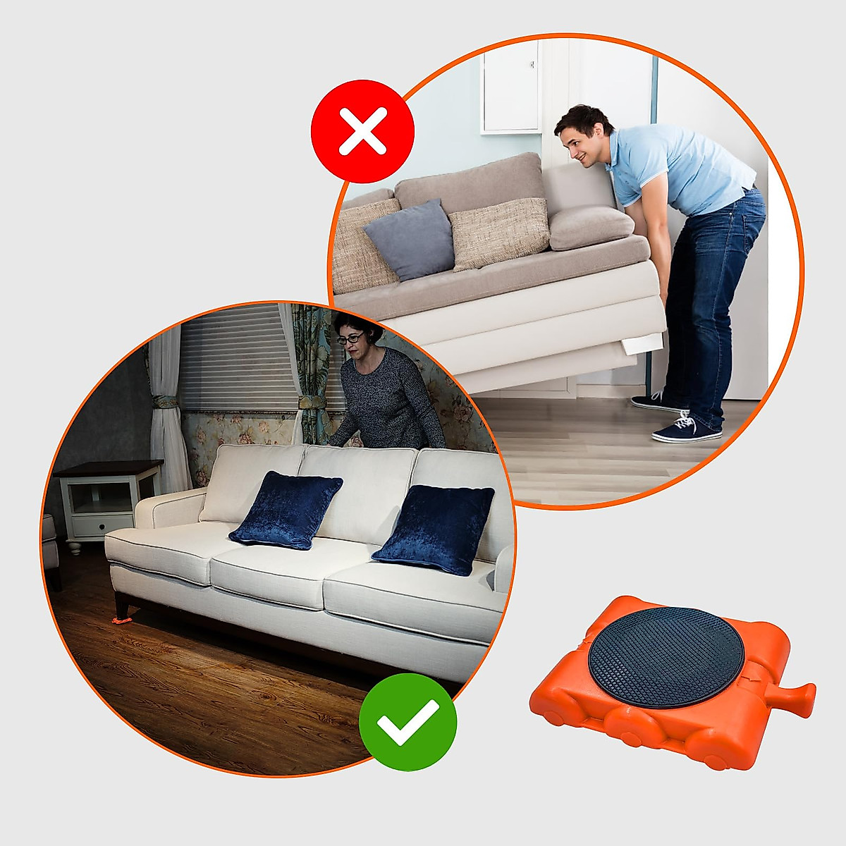 Simfelice Furniture Movers Heavy Duty Gooloo Furniture Movers with Wheels Furniture Lifter for Heavy Furniture Lift Mover Tool 4 Appliance Roller Sliders Furniture Moving Glides Supports 660 lbs