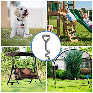 Uekars Trampoline Stakes, Corkscrew Shape Trampoline Anchor kit Steel Spiral Stakes,Heavy Duty Trampoline Parts Tie Down Kit Ground Wind Stake with Belt Straps for Trampolines Tents Swing Set of 4