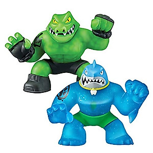 Heroes of Goo Jit Zu - 2 Pack of Glow in The Dark Action Figures, Thrash Vs Rockjaw