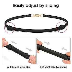 VONMELLI Women's Leather Skinny Belt for Dress Adjustable Thin Waist Belt for Ladies Black