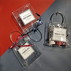 Simple polymer 5 x 2.5 x 5.9 Inch Transparent PVC Gift Wrap Bag with Handles Clear Gift Bags Transparent Shopping Tote Bags,Wedding Candy Bags, Cosmetic Handbags for Cookies, Candies,Dessert,10 Pcs