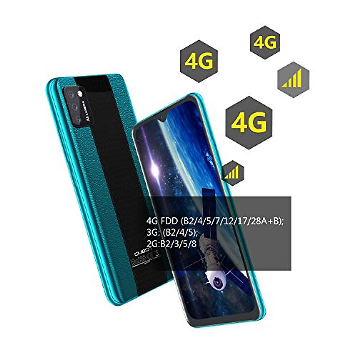 CUBOT Phone Unlocked, Note 7 4G Smartphone Unlocked, Android 10, 2GB RAM+16GB ROM,128GB Extendable by TF Card, 5.5 Inch Dewdrop Screen, Three Card Slots (Green)