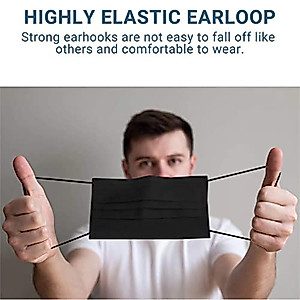 Black Face Mask 100pcs Disposable Masks Breathable 3 Layer Masks Mouth Cover for Adult Men & Women