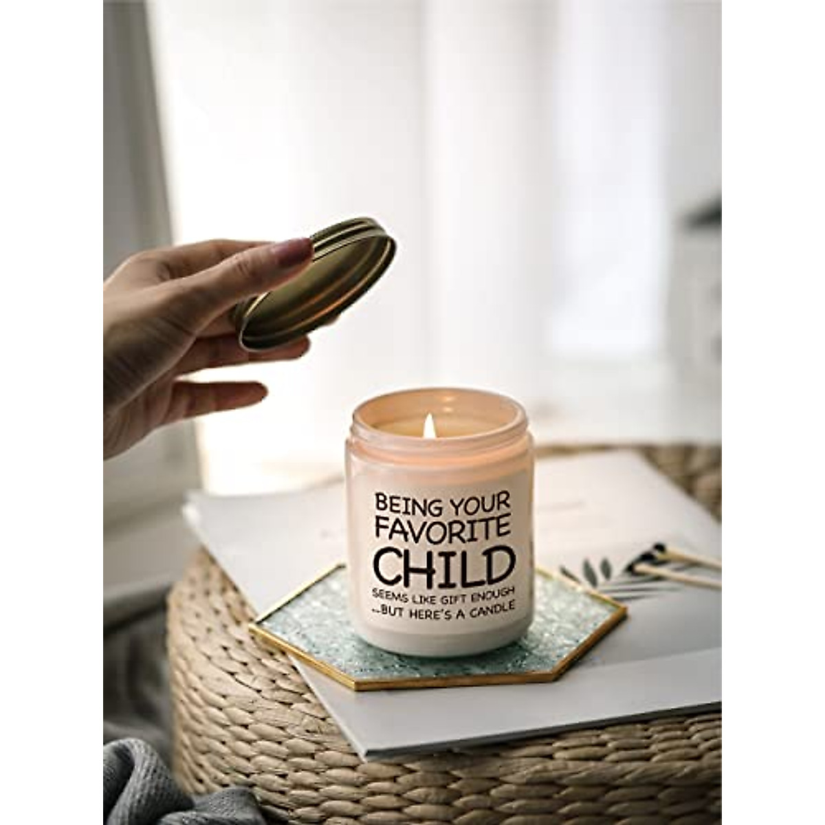 Gifts for Father from Daughter and Son, Being Your Favorite Child Candle, Birthday Father's Day Mother’s Day Gift for Mom (White)