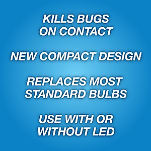 PIC LED Bug Zapper Light Bulb, Compact Mosquito Zapper, Electric Insect Killer, White, Fit Standard Bulb Socket, Kills Bug on Contact, Bug Catcher for Home, 2 Pack