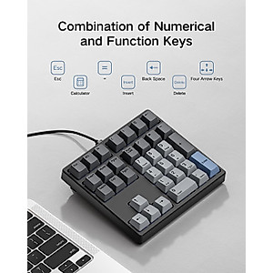 Kisnt Custom Mechanical Number Pad, QMK/VIA Programmable Wired Numpad, 34 Key Hot Swappable USB Numeric Keypad with PBT Keycaps RGB Backlit Number Pad for Laptop, MacBook,PC Desktop