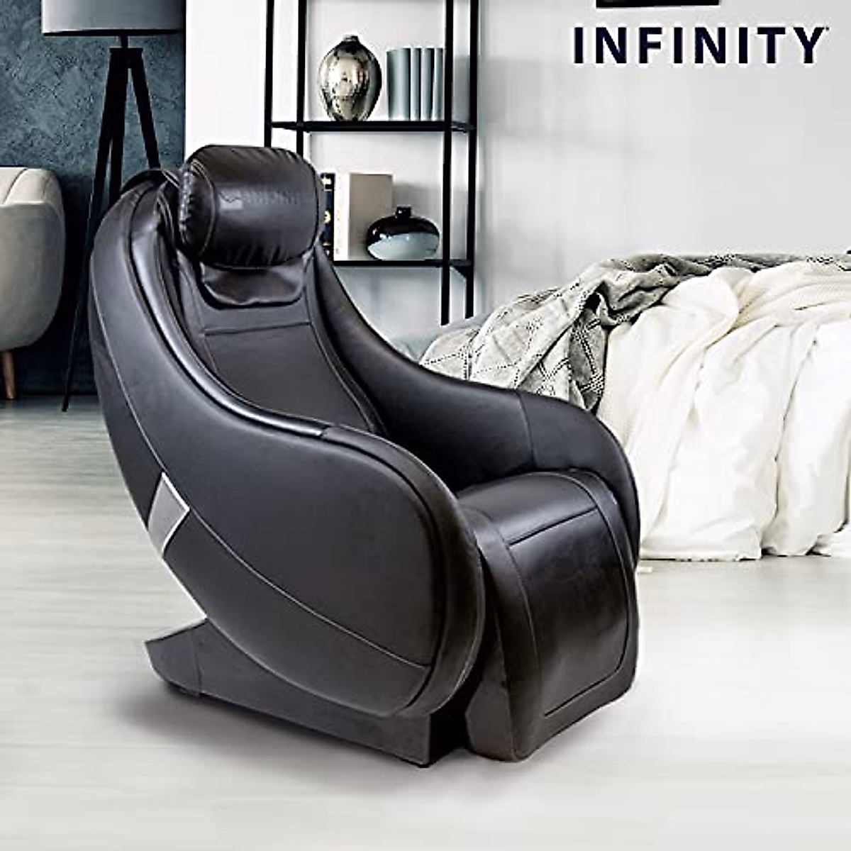 Infinity Riage CS, Compact Shiatsu Massage Chair, Featuring Zero-Gravity Recliner, Lumbar Heat, and Four-Node Massage Robot, Tapping, Kneading, Roller-Massaging Techniques (Brown)