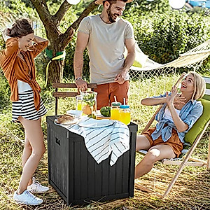 YITAHOME 51 Gallon Medium Deck Box,Outdoor Storage Container for Patio Cushions,Pool Supplies,Garden Tools,Weather,Resistant,Resin (Black)