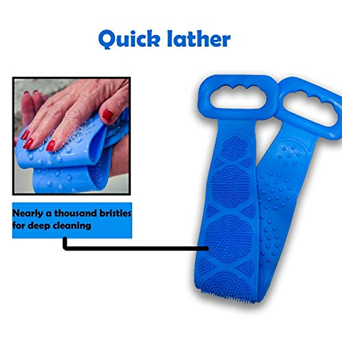 Silicone Back Scrubber for Shower I 2 Pack Extra Long Silicone Bath Body Brush Body scrubbers for use in Shower | scrubby Buddy Back Scrubber | Silicone Body Scrubber | Back Washer for Shower