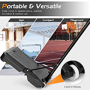 Goplus Portable Basketball Hoop Outdoor, 6.3FT-8.1FT Height Adjustable 5-Level Basketball Stand System with Shatterproof Backboard, Built-in Wheels, Indoor Outside Court Basketball Goal for Kids Youth