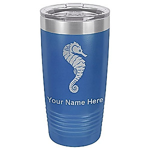 LaserGram 20oz Vacuum Insulated Tumbler Mug, Seahorse, Personalized Engraving Included (Dark Blue)