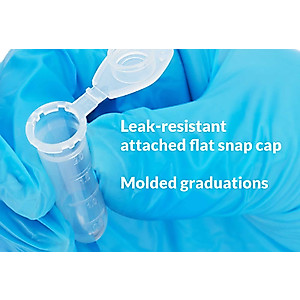 Globe Scientific 111568 Polypropylene Graduated Microcentrifuge Tube with Snap Cap, Round Bottom, Natural, 2mL Capacity, Pack of 1000