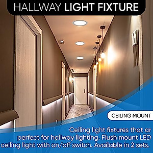 Solar Flush Mount Ceiling Lights - Remote Controlled Skylights Hybrid (2 Sets)