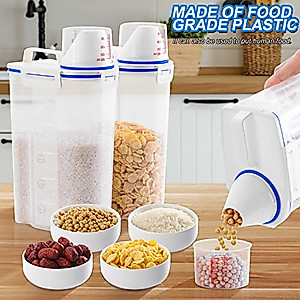 HNNJCK 3 Liter Rice Storage Container Rice Dispenser, 5lbs Cereal/Flour/Sugar/Dry Food/Oatmeal Containers with Lids for Pantry & Kitchen, Plastic Air Tight Pet/Dog/Cat Food Storage Container