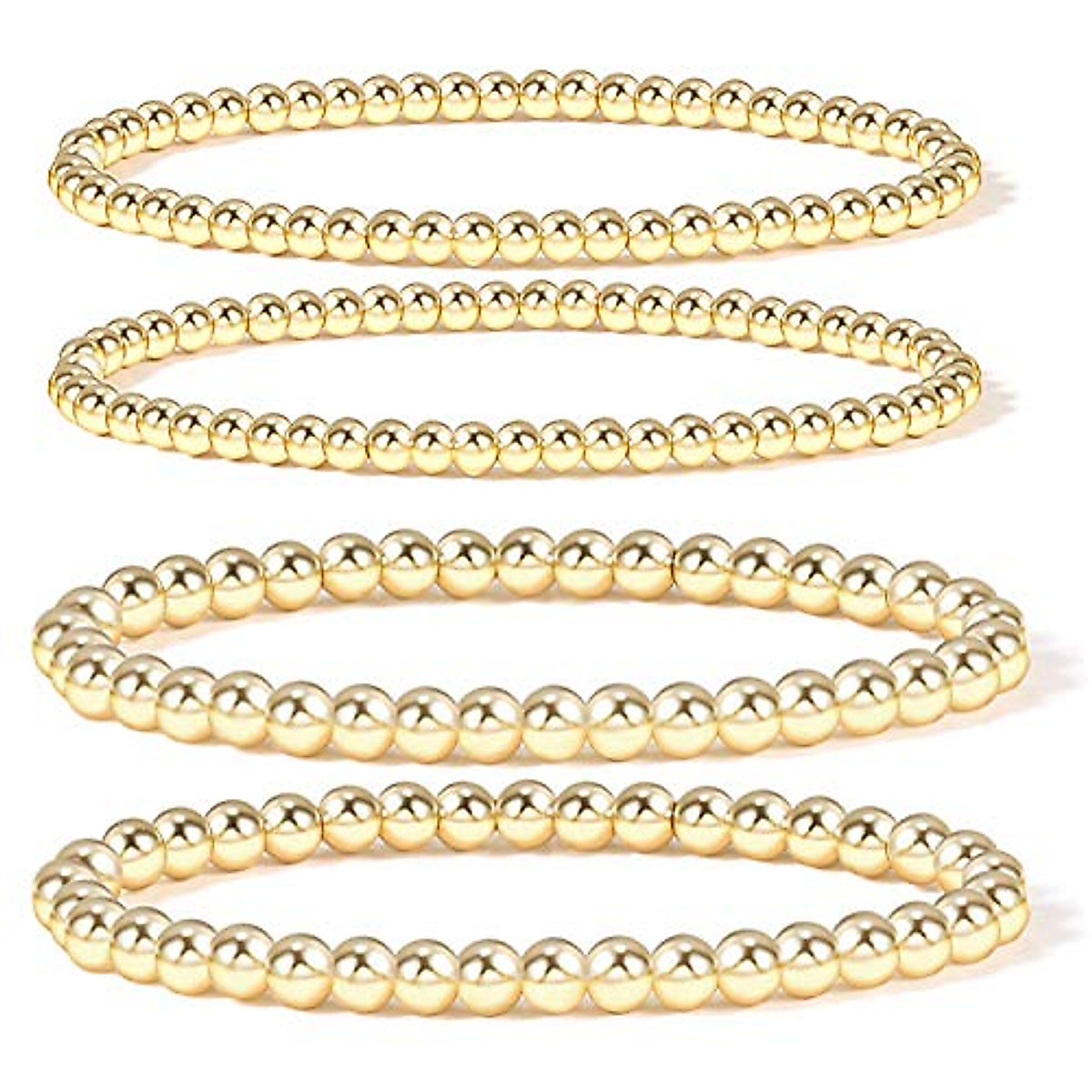 Elegance 11 designs 14K Gold Plated Bead Ball Bracelet Stretchable Elastic Gold Beaded Bracelets for Women