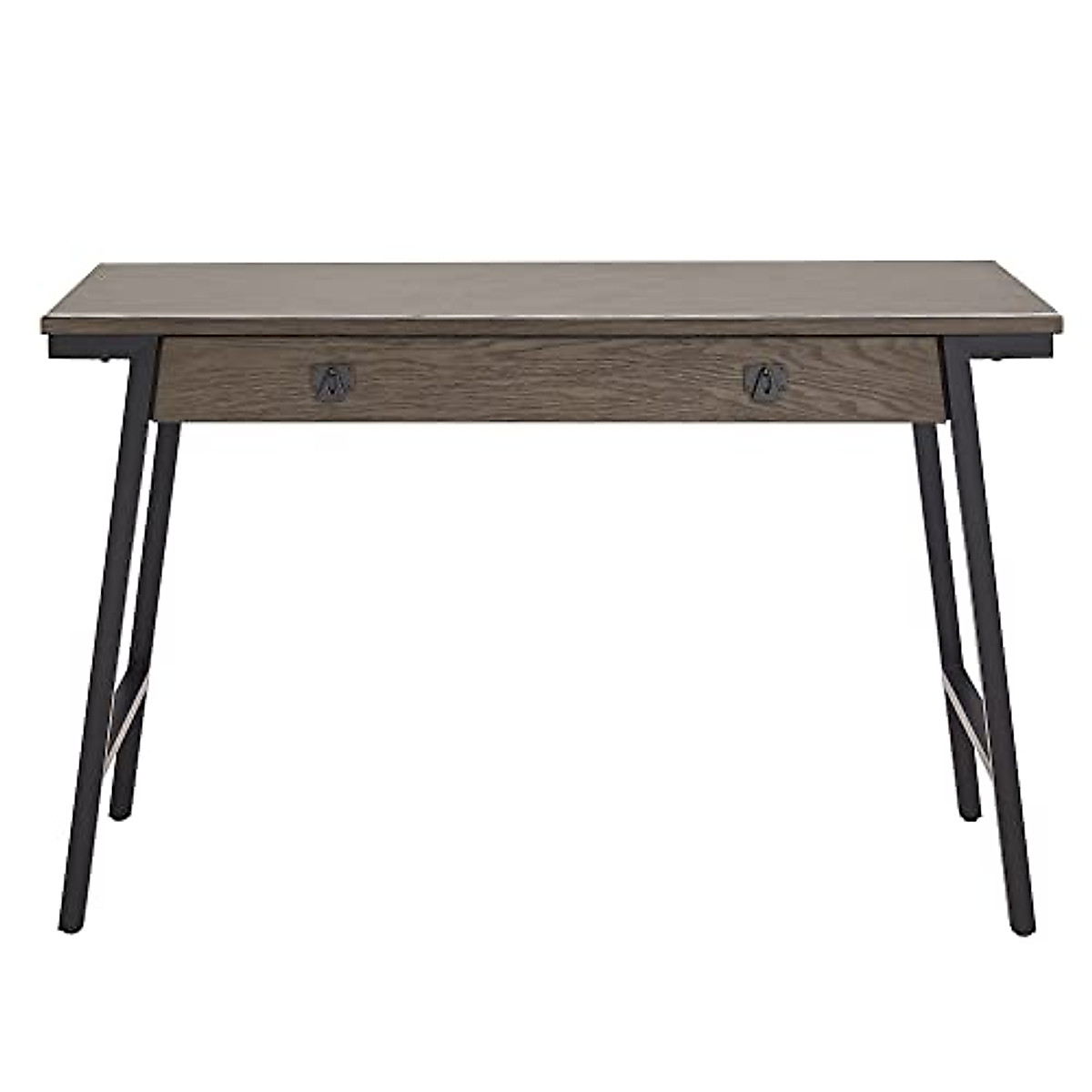 Leick Home 11400-GR Empiria Mixed Metal and Wood Computer Desk with Dropfront Keyboard, 1-drawer, Gray