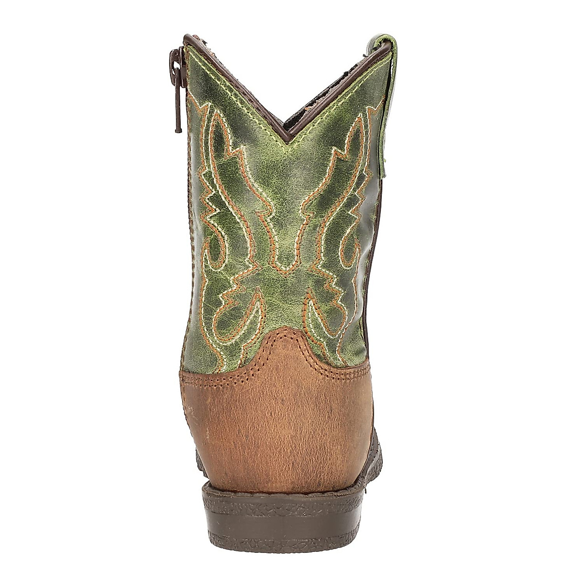 Smoky Children's Kid's Hopalong Brown Distress and Green Crackle Leather Western Cowboy Boot