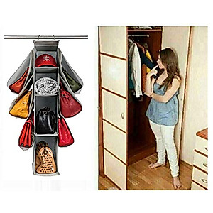 kindabigdeal Hanging Purse Handbag Organizer Wardrobe Closet Organizer Nonwoven 10 Pockets Hanging Closet Storage Bag for Homewares and Accessories