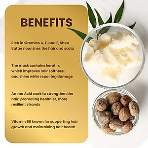 Savannah Hair Therapy Hair Mask for Damaged Hair with Shea Butter & Keratin – Hydrate, Repair & Rejuvenate with Deep Moisture Treatment for Dry, Damaged, and Curly Hair