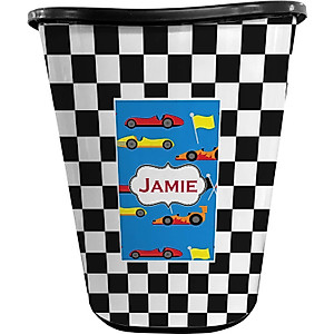 RNK Shops Personalized Checkers & Racecars Waste Basket - Single Sided (Black)