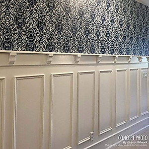 Ekena Millwork PNL16X24AS-01-CASE-2 Ashford Molded Classic Wainscot Wall Panel, 16"W x 24"H x 1/2"P, Factory Primed White, 2 Count