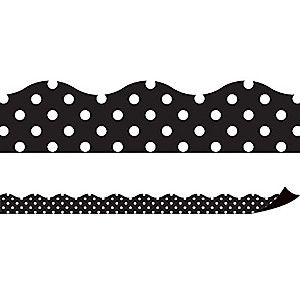 Teacher Created Resources Black Polka Dots Magnetic Border (77124)