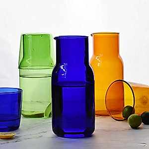 YARNOW 500ml Water Carafe Set Hot Cold Water Milk Beverage Pitcher with Matching Glasses Drinking Water Bottle Kettle for Bedroom Home Restaurant Supplies Green