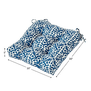 Greendale Home Fashions Square Outdoor Dining Seat Cushion (Set of 2), Azure 2 Count