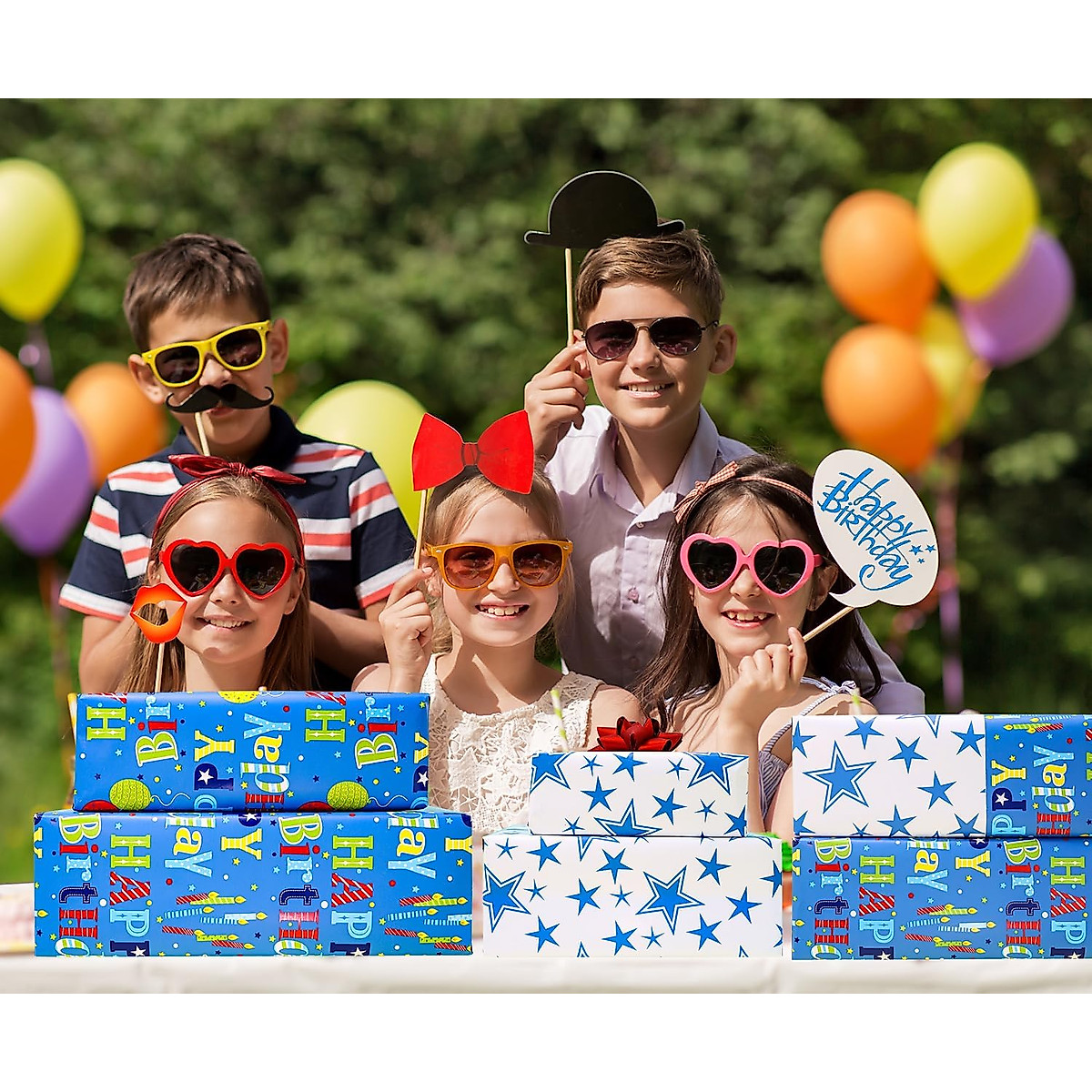 BOLIANNE Reversible Birthday Wrapping Paper for Boys Girls Kids Adults Baby Shower - Colorful Happy Birthday Gift Wrap Paper for Party - Gift Wrapping Paper Roll, 17.7 Inch X 33 Feet, High Gloss