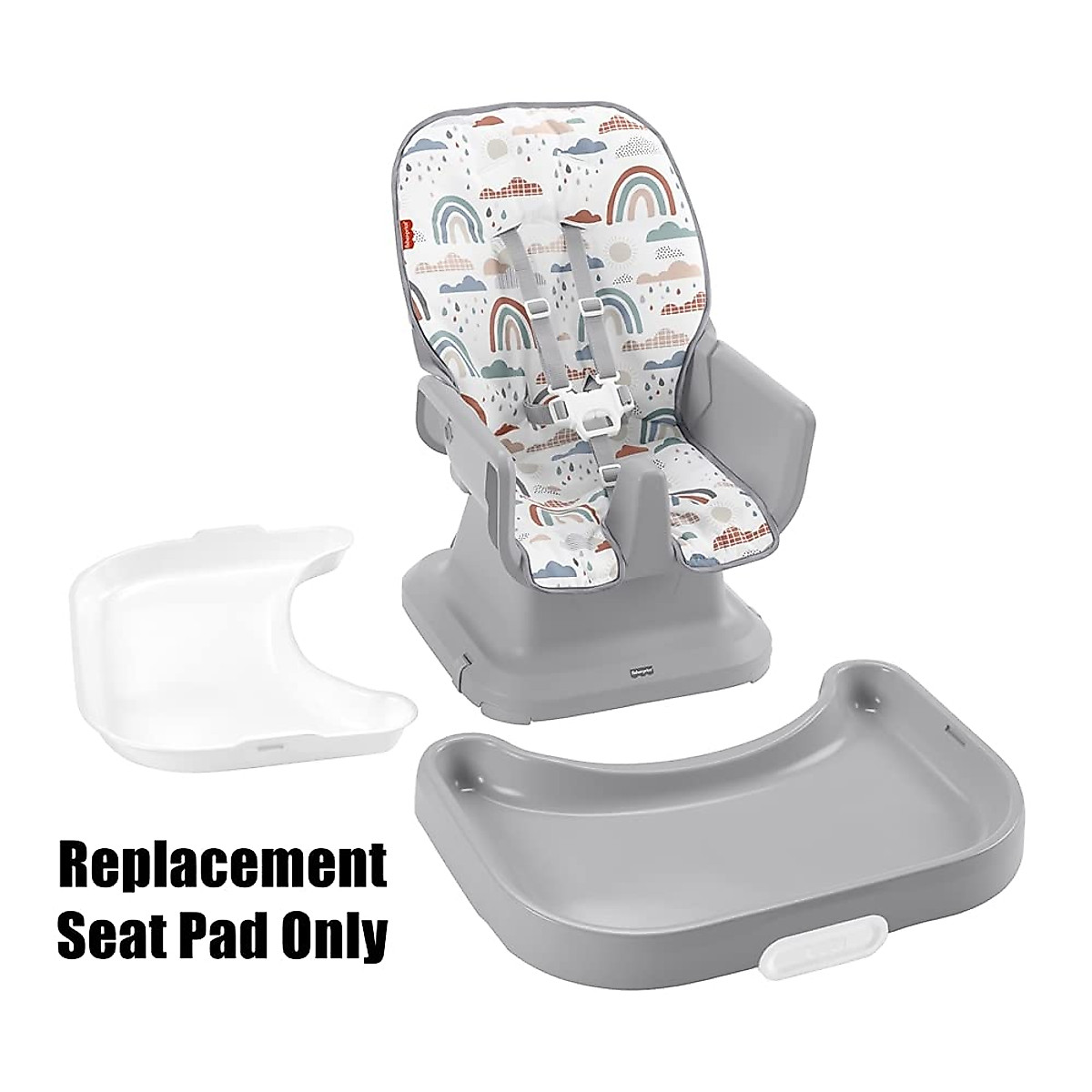 Replacement Part for Fisher-Price Highchair - GPN11 ~ Space-Saver High-Chair Booster Seat ~ Rainbow Showers ~ Replacement Seat Pad