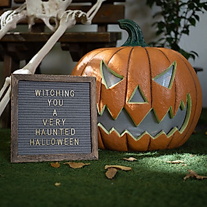 Rustic Wood Frame Gray Felt Letter Board 10x10 inch with Letters, Stand, Scissors Set | Baby Announcement Sign | First Day Of School Board | Message Board for Classroom | Rustic Letter Board Sign with Changeable Letters