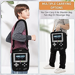 Ruokey Game Lunch Bag, Reusable Insulated Thermal Lunch Box for Gamer, Reusable Portable Lunchbox (Gamer-BK-R)