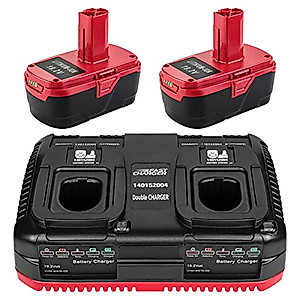 ANTRobut 2Pack 6.0Ah Replacement Craftsman 19.2 Volt Lithium Battery and Dual Battery Charger 140152004 for Craftsman Battery DieHard C3 XCP 130279005 1323903 130211004 11375 11376 315.113753