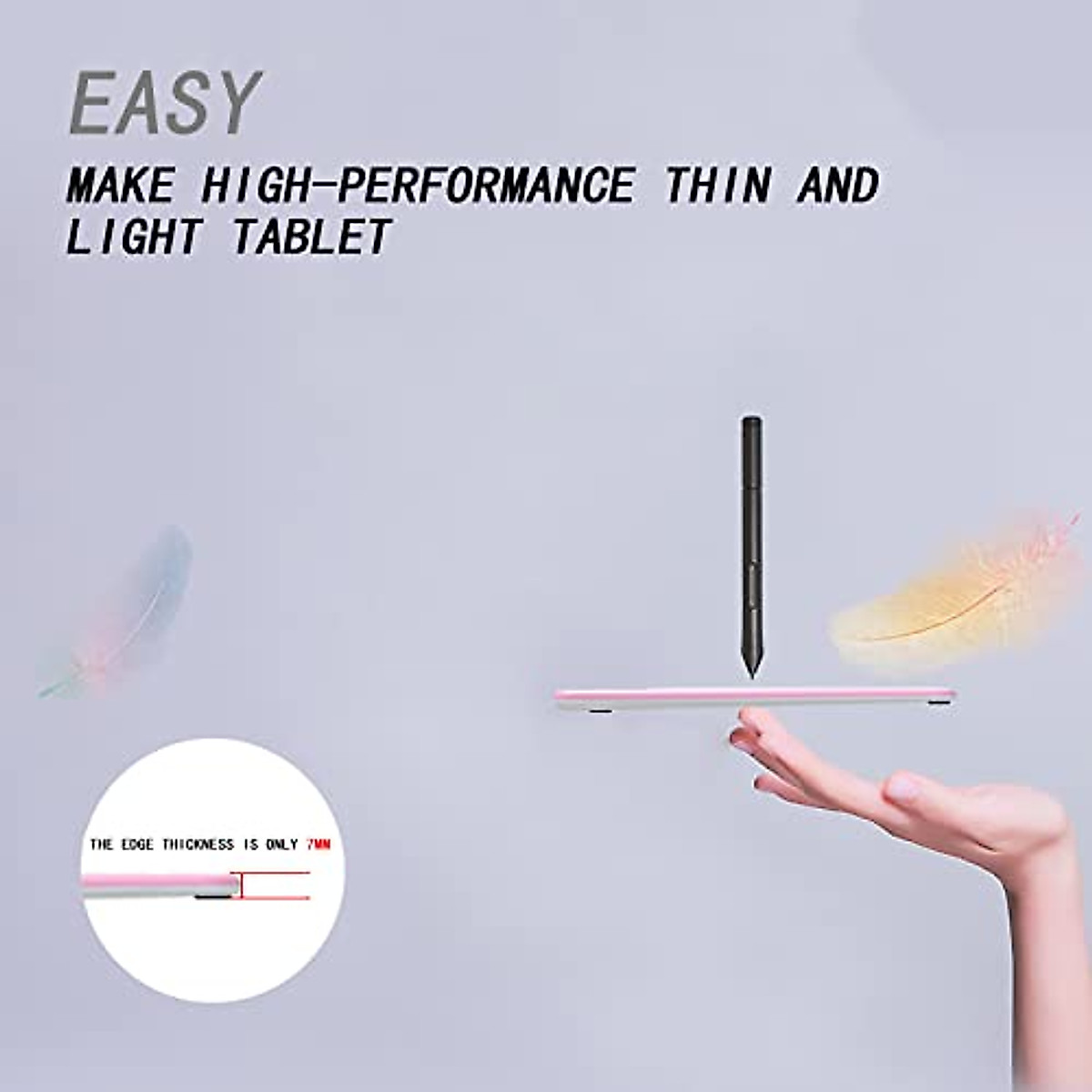 PUFAN Graphics Drawing Tablet, 8.3 X 7 Inch Ultrathin Graphic Tablet, with 8192 Levels Pressure Sensitive Pen, Compatible Mac, Windows and Android, for Drawing, Design, Art Creation Sketch