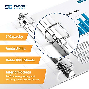 QuickFit View Binder, 3-Ring Binder, Angle D Ring, 5 Inch, White, Pack of 4,87070-04