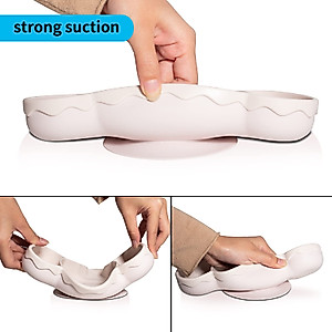 Silicone Baby Feeding Set with Baby Plate, Spoon and Fork,Baby Plate with Suction,First Stage Self Feeding,BPA Free