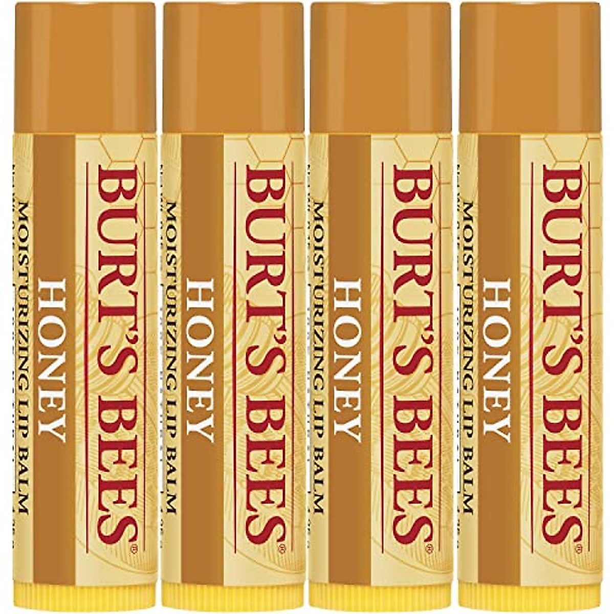Burt's Bees Lip Balm - Honey, Lip Moisturizer With Responsibly Sourced Beeswax, Tint-Free, Natural Origin Conditioning Lip Treatment, 4 Tubes, 0.15 oz.
