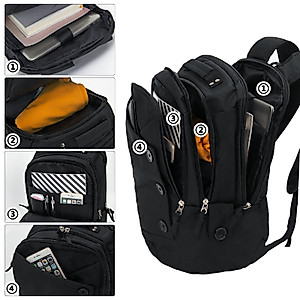 KINGSLONG 15.6 inch Laptop Backpack,College Student Computer Bag Daypack Backpacks School Bag Casual Commute Bag Travel Work For Women Men,Black