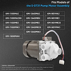 S-0731 Ice Machine Motor for Hoshizaki, Pump Service Assembly with Mounting Plate, 14-Inch Cable & Plug