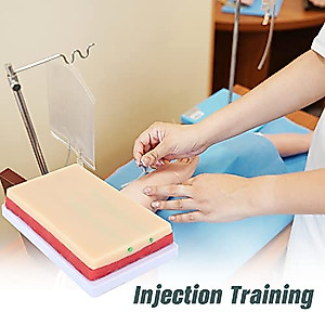 RONTEN Injection Training Pad Model, Silicone Human Skin Model, Repeatable Training Injections, Sutures, Embedding 4 Veins and 3 Skin Layers