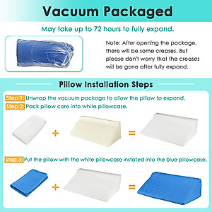 NEPPT Pillow Wedge for Sleeping After Surgery Bed Incline Pillow Foam Wedge Cover Patient Turning Device Prevention Bed Sores Relieve Back Pain Pregnancy Body Positioners (Blue - Gel)