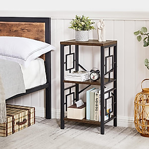 Freexployer Small Bookshelf, 3 Tier Vintage Industrial Small Bookshelf for Small Spaces, Freestanding Open Shelf Bookcase, Versatile Bookcase for Home Office, Bedroom & Living Room, Retro Brown