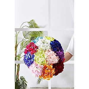 KISLOHUM Artificial Hydrangea Flowers Coral Heads 10 Fake Hydrangea Silk Flowers for Wedding Centerpieces Bouquets DIY Floral Decor Home Decoration with Stems.