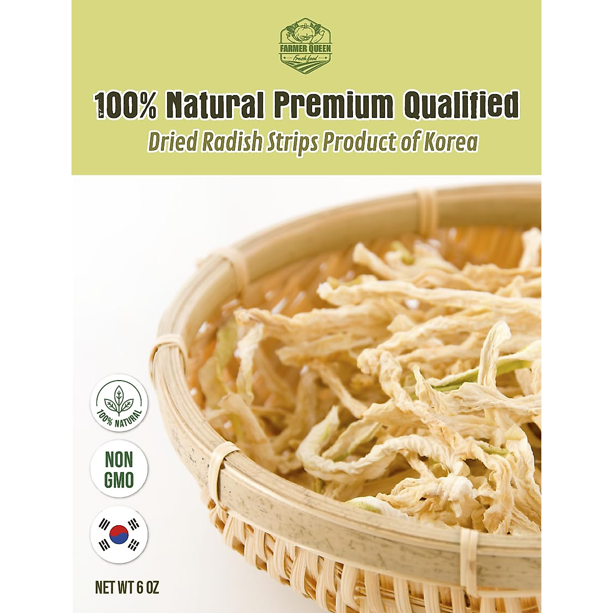 Korean Premium Dried & Sliced Daikon Radish 6 Ounce from Jeju Island, Korea 170 gram for Kimchi and Tea