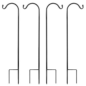 MIXXIDEA Heavy Duty Garden Shepherds Hooks for Outdoor, Premium Metal Shepherds Hooks, Height Adjustable Bird Feeder Hanger, Hanging Basket Hooks 37” Inch Tall Hanging Plant Hooks (Pack of 4)