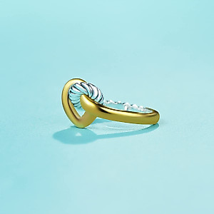 UNY Jewel Love Knot Tie The Knot Bridesmaid Proposal Wedding Jewelry Designer Inspired Boys Girls Promise Eternity Band Ring (Two Tone, 9)