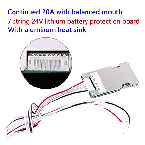 Fafeicy 24V 20A 7S L-ithium Li-ion 18650 Battery BMS Protection Board, with Balancing, Stable Protective Functions for Charging and Discharging
