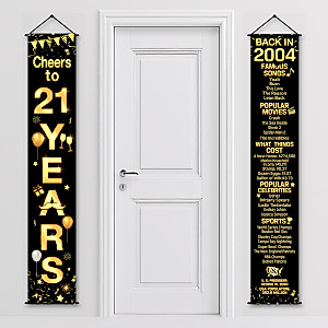 2 Pieces 21st Birthday Party Decorations Cheers to Years Banner Party Decorations Welcome Porch Sign for Years Birthday Supplies (21st-2002)