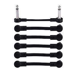 Rayzm Guitar Patch Cable, 6.35mm Angled Instrument Jumper Cable for Guitar/Bass Effects Pedals, 5cm Pedal-Board Jumper Cables (6-Pack)