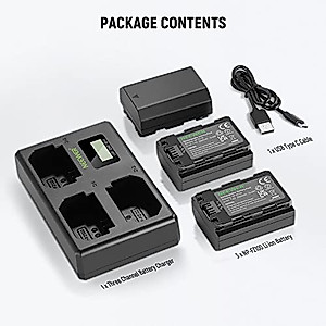 NEEWER NP-FZ100 Replacement Battery and Charger Set, 3 Pack 2280mAh NP-FZ100 Battery&Triple Slot USB Charger Compatible with Sony A1, A9, A9 II, A7R IV, A7S III, A7 III, A7 IV, A6600, A7C